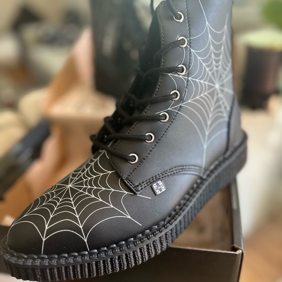 T.U.K | Shoes | Tuk Black Spider Web Boots | Poshmark